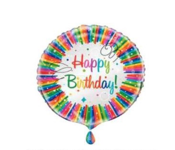 18" MYLAR HAPPY BIRTHDAY RAINBOW RIBBONS